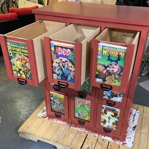 9-drawer Red Oak Comic Book Storage Cabinet - Etsy