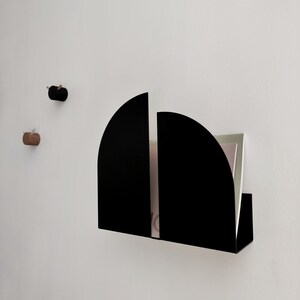 Modern Black Wall Metal Magazine Rack - BAUHAUS Style Wall Mounted ...