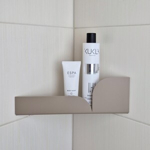 Modern Beige Shower Corner Shelf BAUHAUS I Modern Shampoo Wall Rack for ...