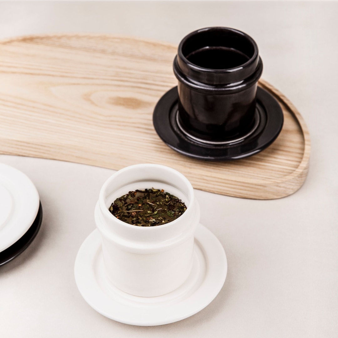 Handmade Ceramic Tea Cup and Saucer Set: Modern Stoneware Tumbler - Etsy