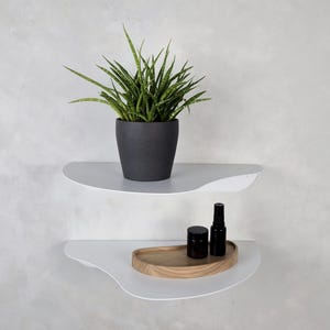 Modern White Metal Wall Shelf: Wavy Floating Display - Etsy
