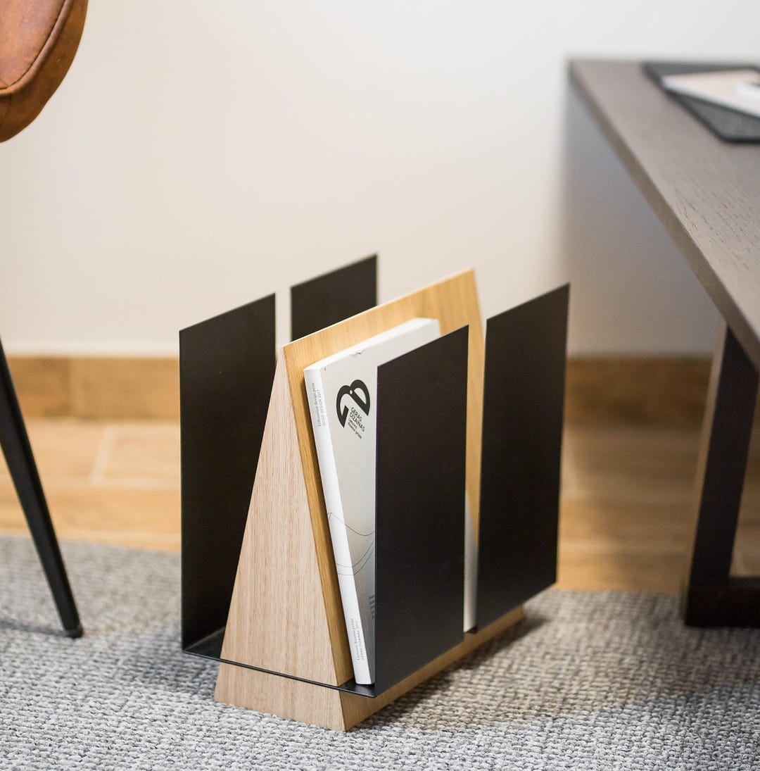 Modern Wood Magazine Rack: Minimalist Home Office Decor - Etsy