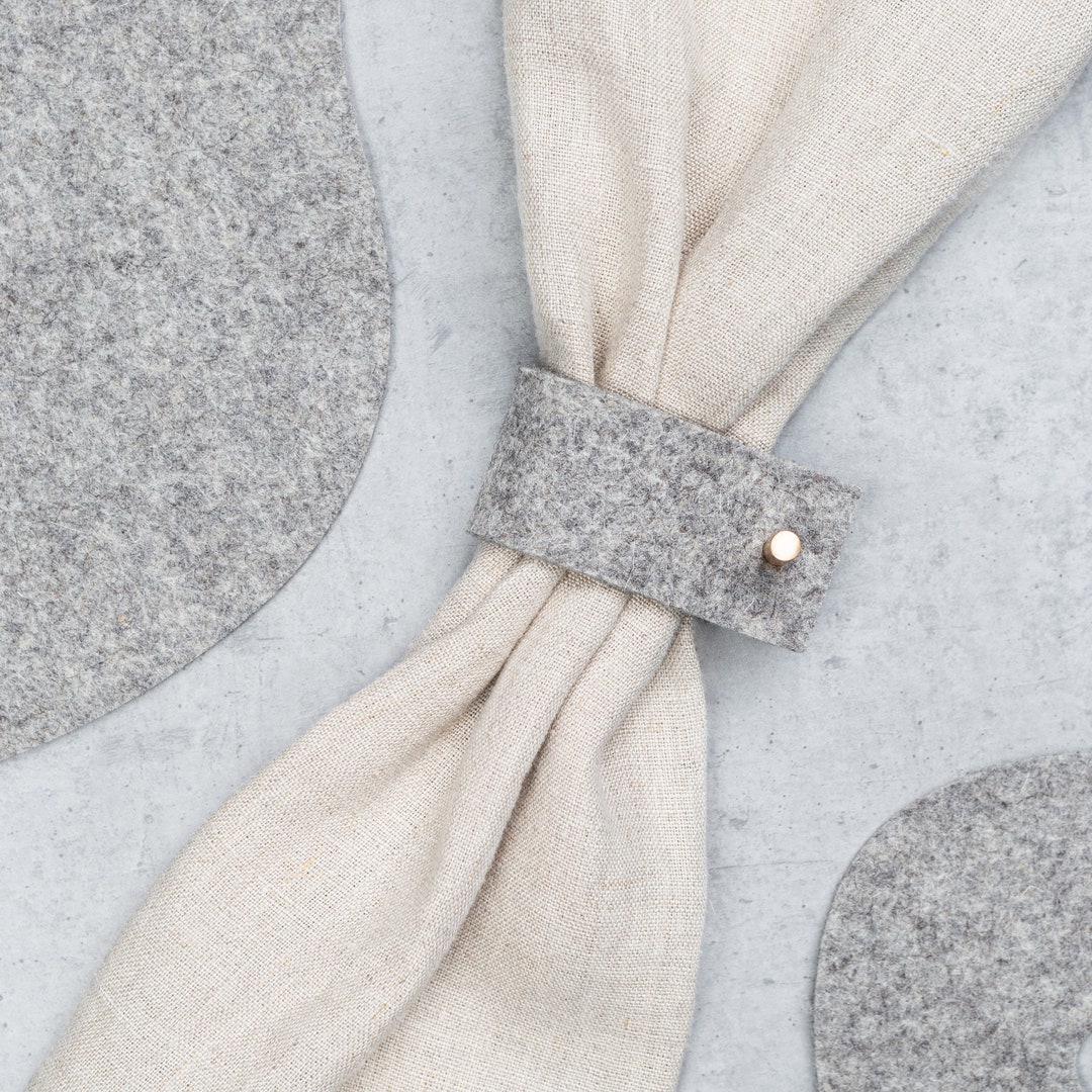 Grey Merino Wool Felt Napkin Rings: Minimalist Table Setting - Etsy