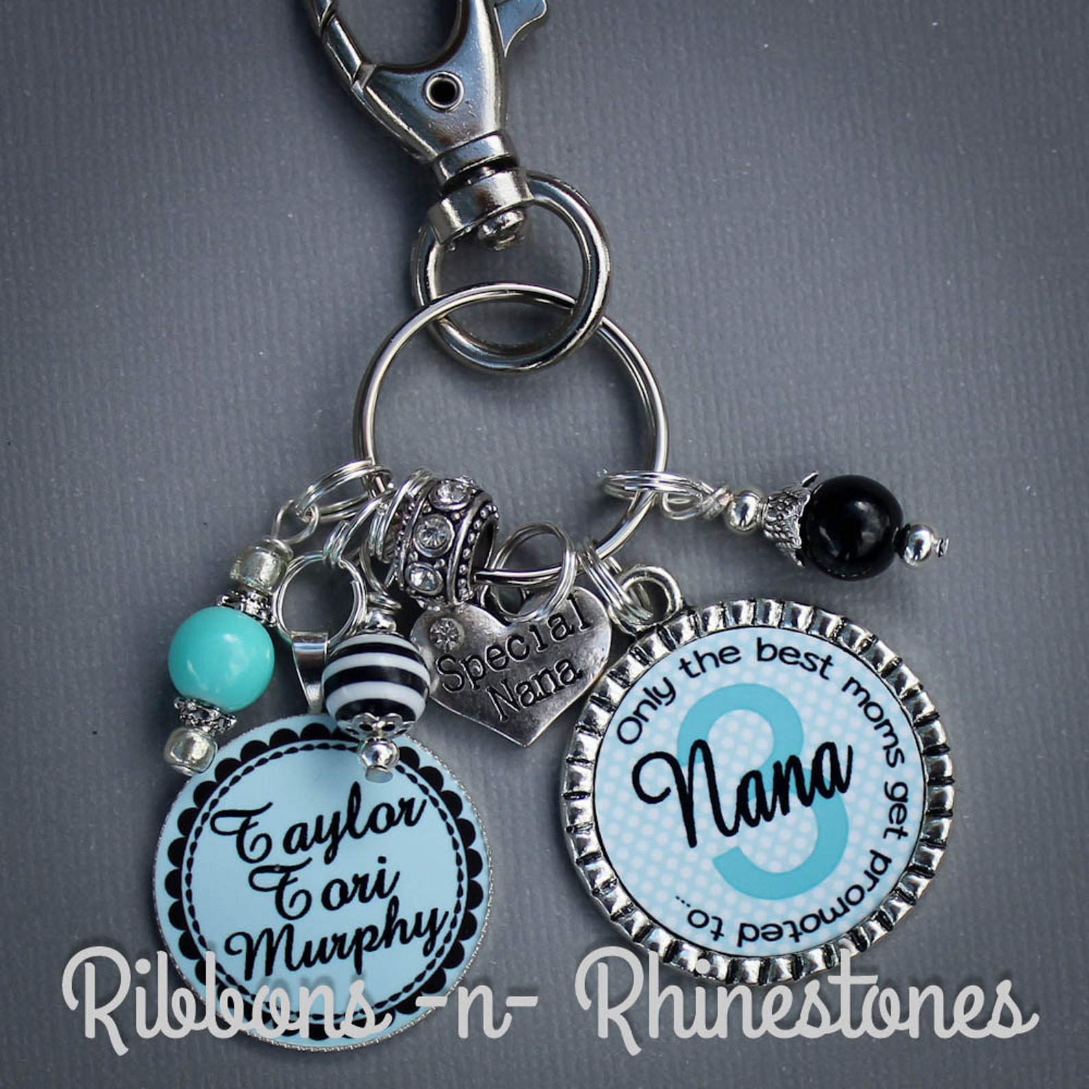 Personalized Nana Keychain Nana Charm Keychain Personalized - Etsy