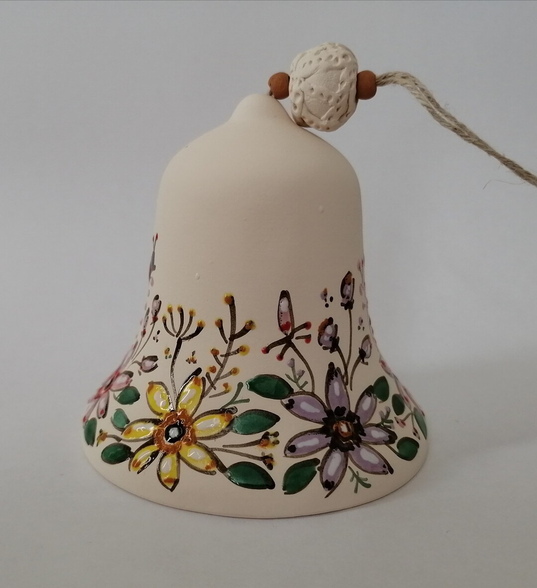 Ceramic Bell, Pottery Handmade Bell, Art Deco, Flower Decal, Ceramics ...