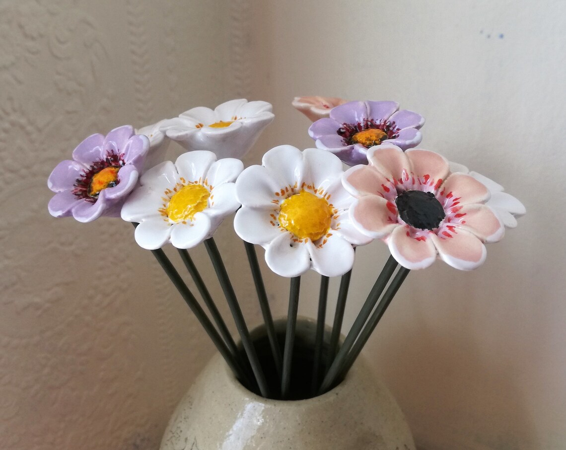 Ceramic Daisy Daisy Clay Daisy Gift Daisy Pottery White | Etsy