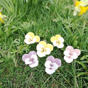 Ceramic Pansy Handmade pink Pansy Pink flowers Pansy gift | Etsy