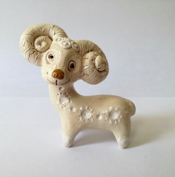 Ceramics handmade white ram Pottery handmade ram Handmade | Etsy