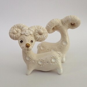 Ceramics Handmade White Ram, Pottery Handmade Ram, Handmade Animal ...