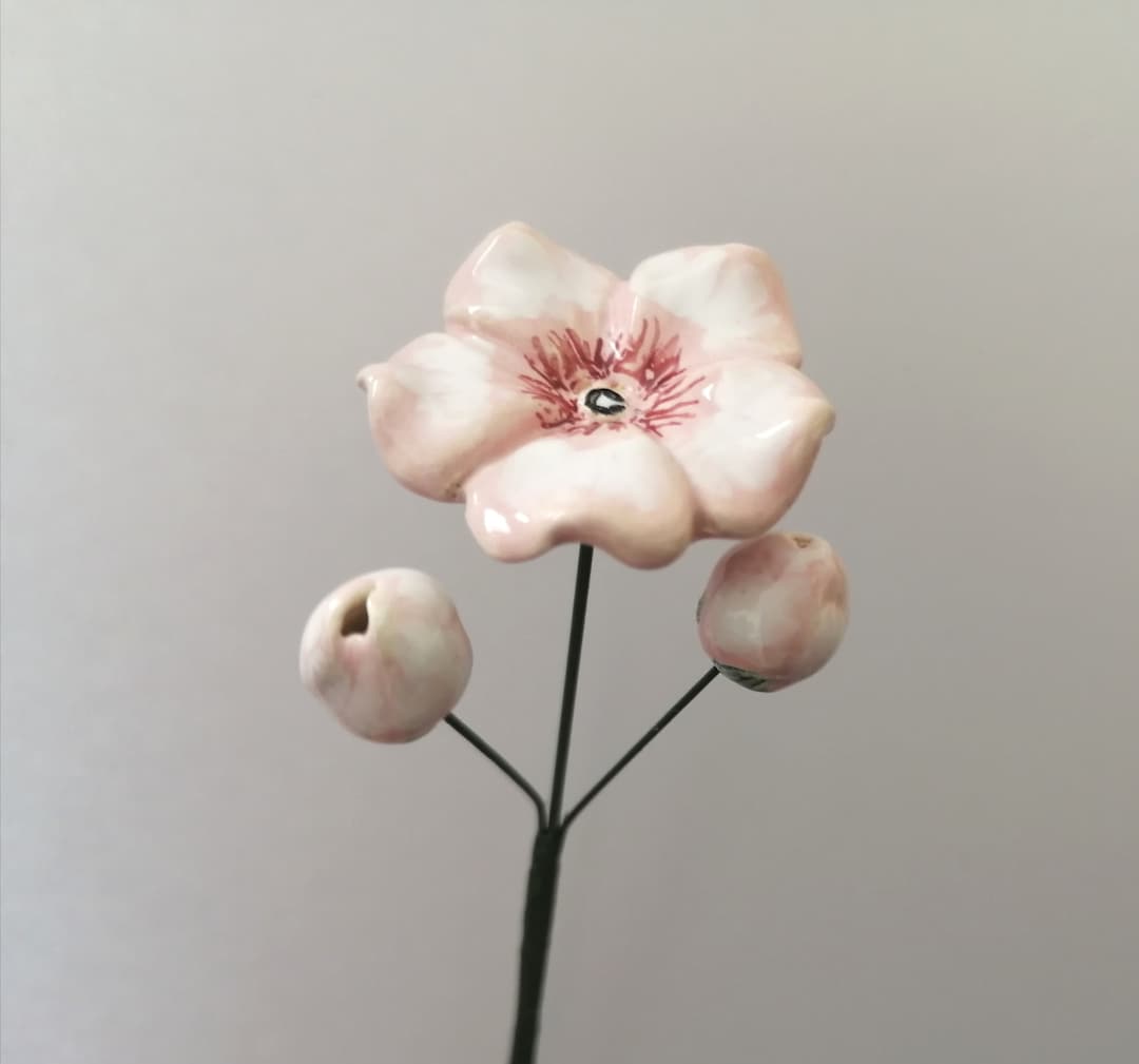 Ceramic Pink Flower, Handmade Flowers, Pottery Flower Gift - Etsy