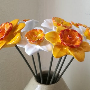 Small Ceramic Daffodil Handmade, Pottery Flowers Art, Ceramic Flowers ...
