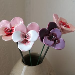 Ceramic Pansy Handmade pink Pansy Pink flowers Pansy gift | Etsy