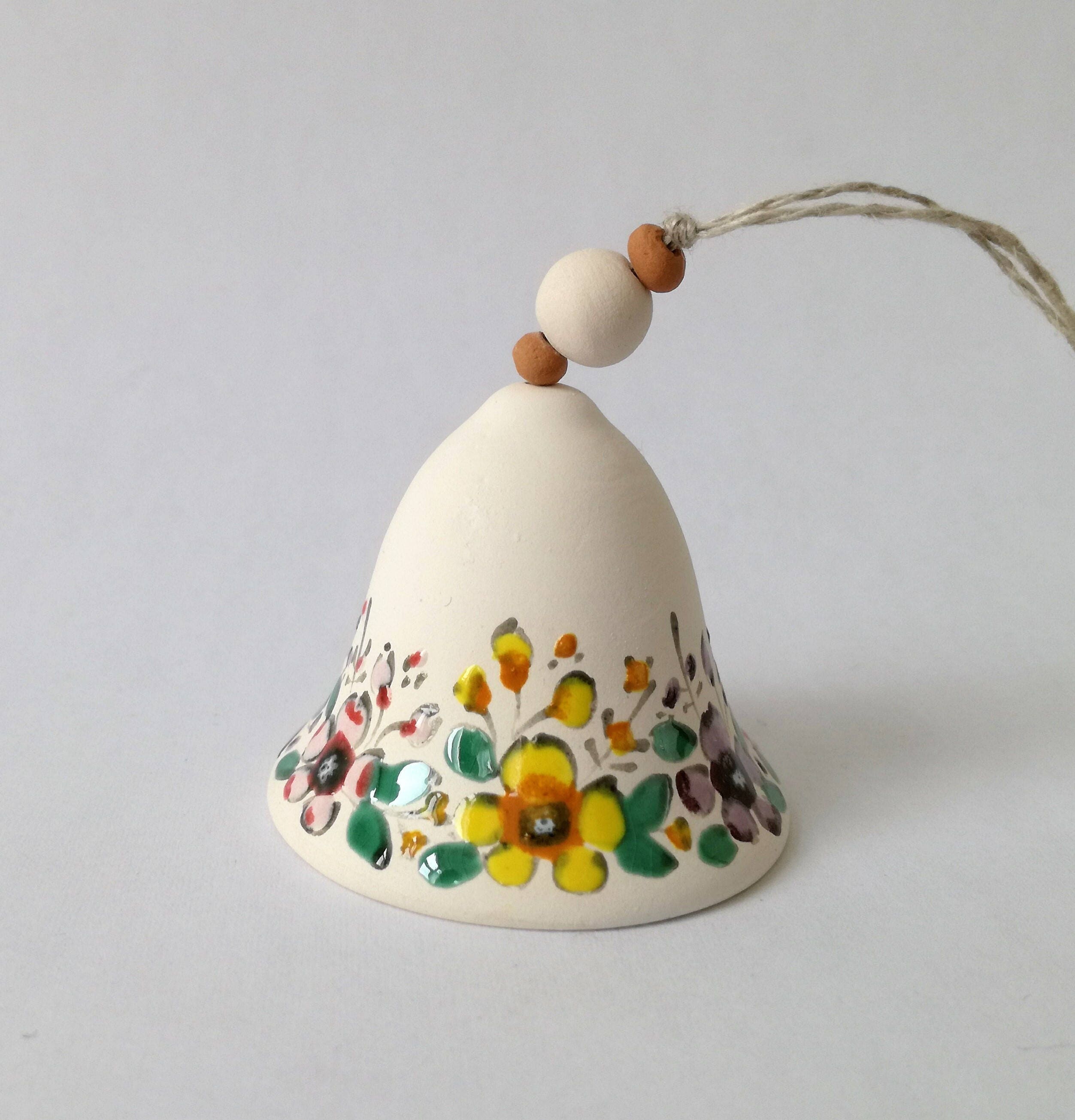 Ceramic bell Pottery bell Handmade bell Flower decal Mini | Etsy