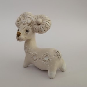 Ceramics Handmade White Ram, Pottery Handmade Ram, Handmade Animal ...