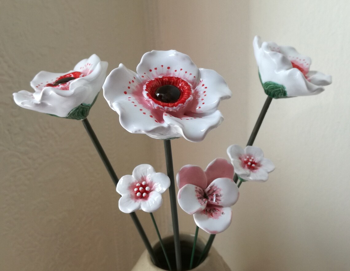 Ceramic Pansy Handmade pink Pansy Pink flowers Pansy gift | Etsy