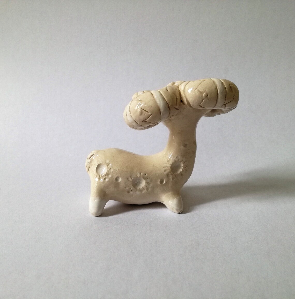 Ceramics Handmade White Ram, Pottery Handmade Ram, Handmade Animal ...
