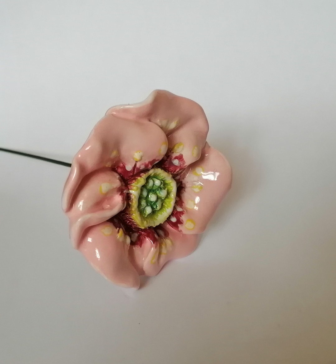 Ceramic Pink Flower Handmade, Pottery Flowers Decor, Ceramic Flowers ...