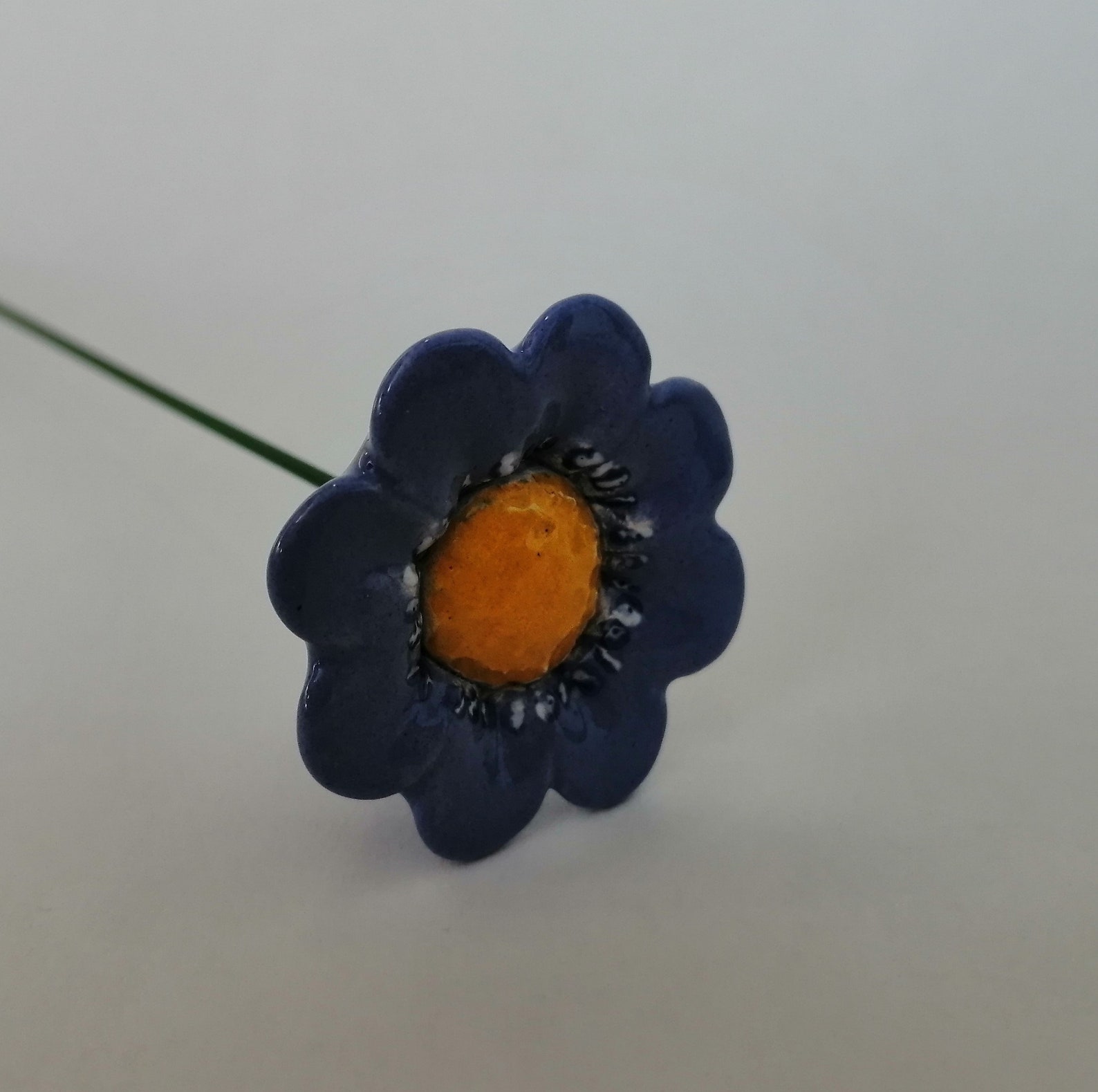 Ceramic Light Blue Daisy Ceramic Flowers Handmade Pottery - Etsy