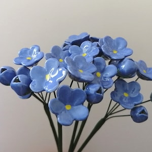 Ceramic Forget Me Not, Handmade Forget Me Not, Ceramic Blue Flowers ...