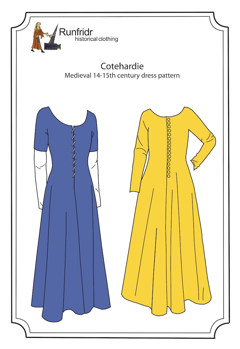 DIGITAL Runfridr Sewing Pattern- Cotehardie Medieval Dress Sewing ...
