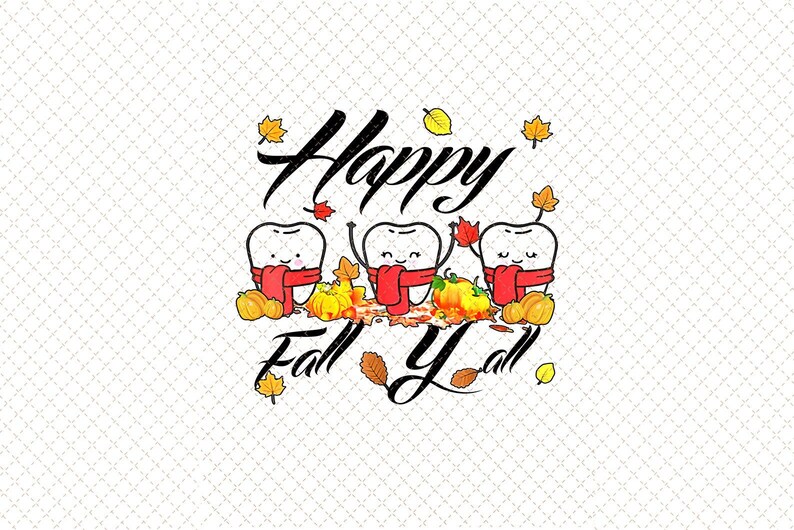 Teeth Happy Fall Y'all Autumn Fall Pumpkins | Etsy