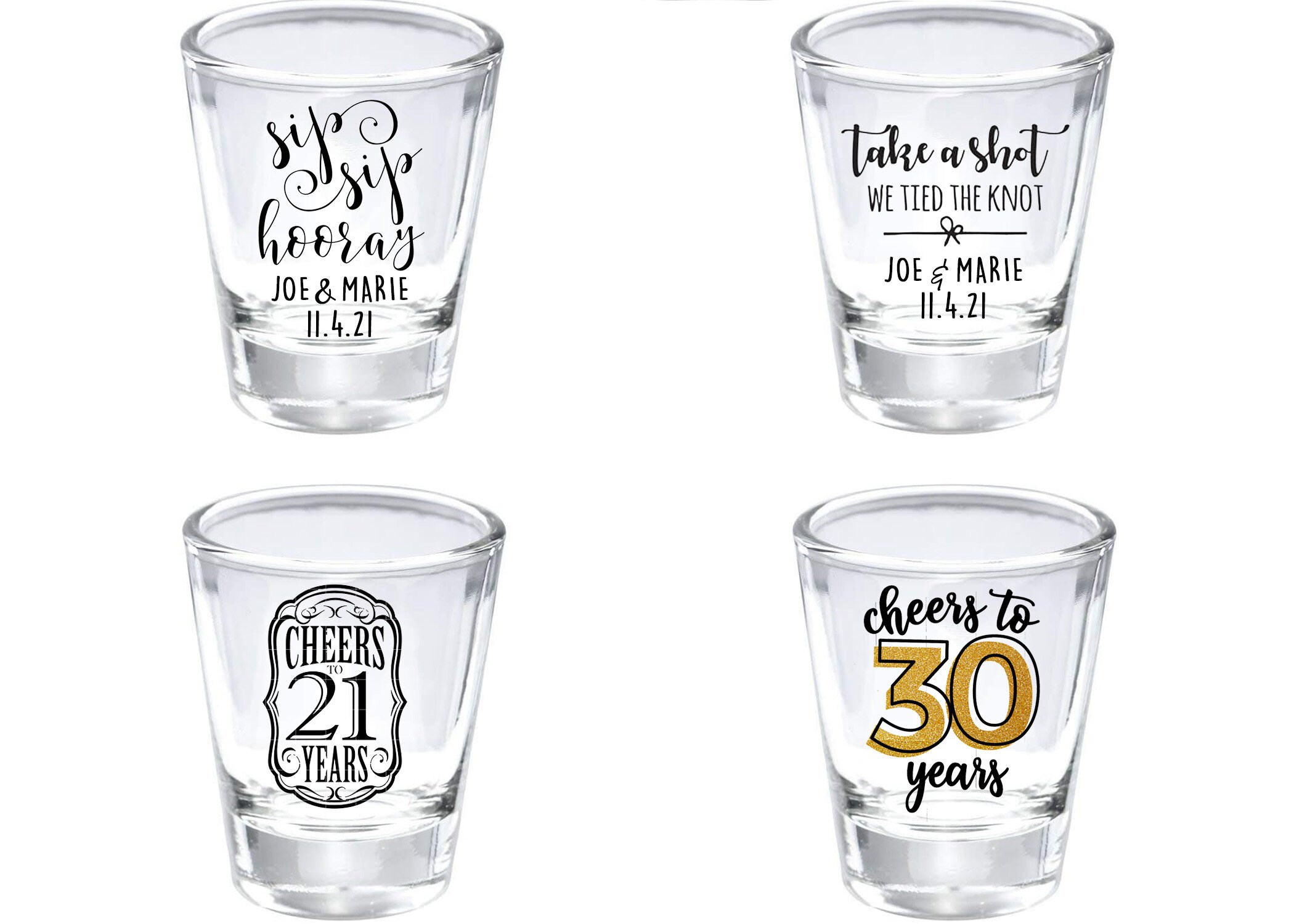 Custom Shot Glasses Personalized Shot Glasses Birthday Shot Etsy