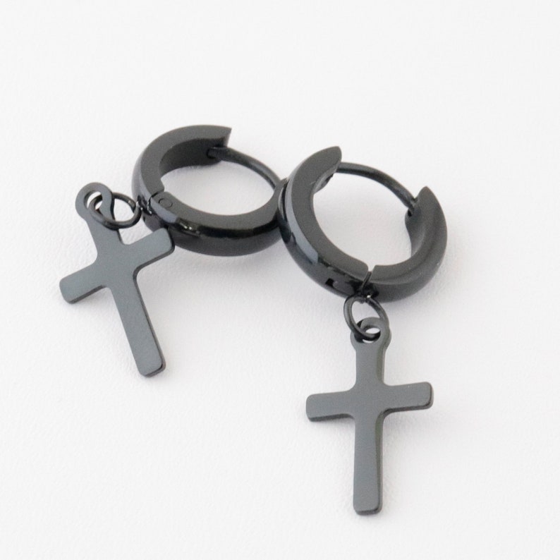 Cross Hoop Earrings, Cross Earring for Men, Clip on Earrings, Dangling ...