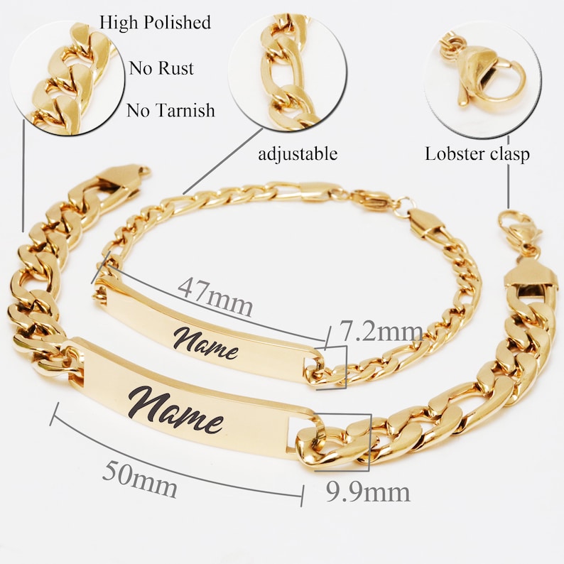 Personalized ID Bracelet for Men for Women Custom Engraved Bracelet Men ...