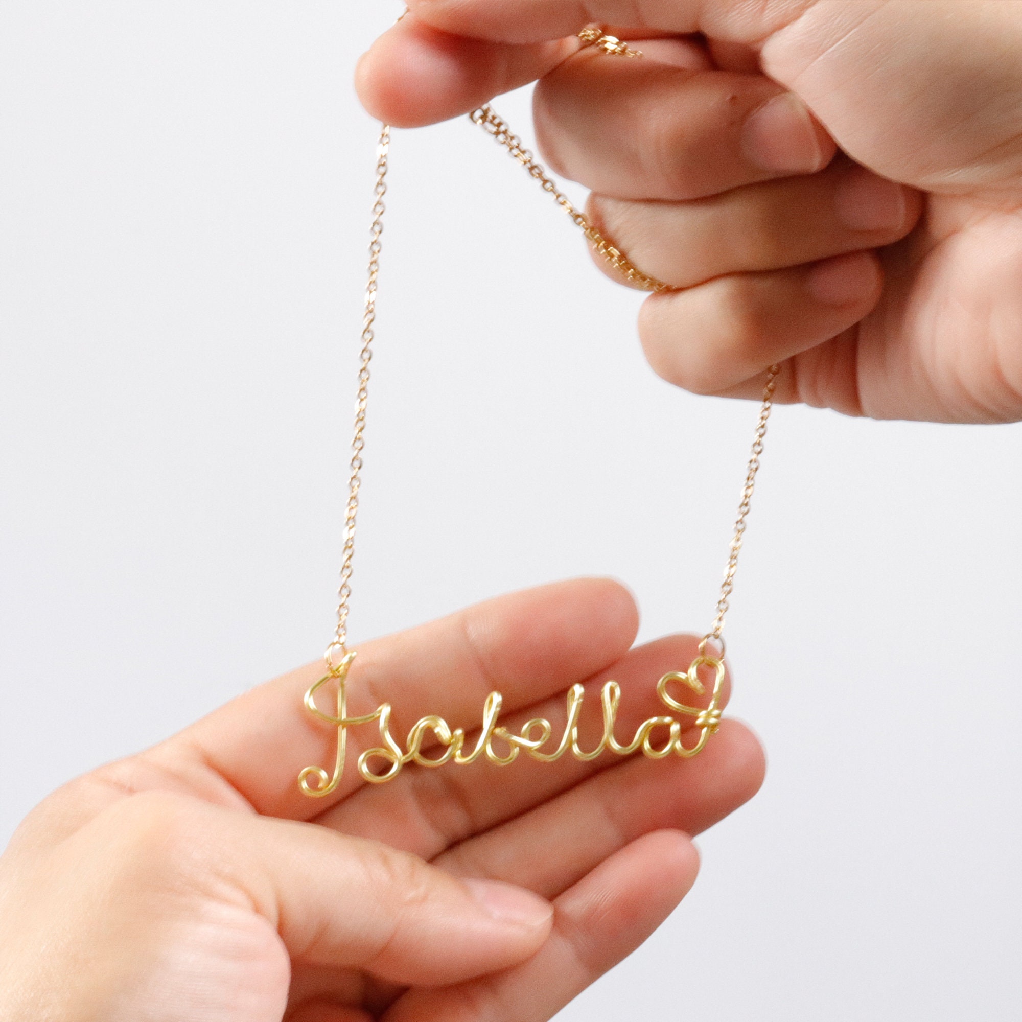 Handmade wire name necklace store