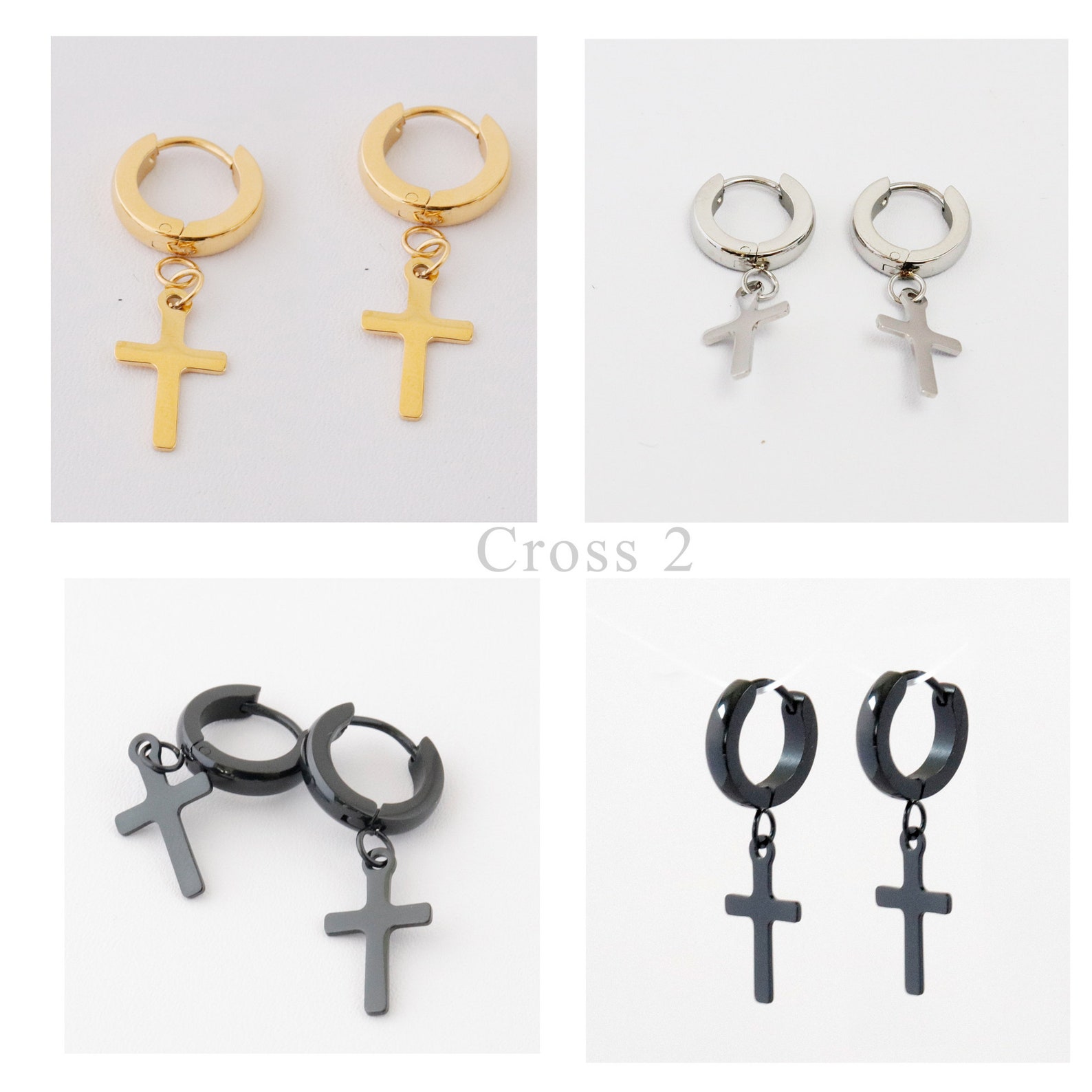 Men Cross Earringscross Hoop Earringscross Earrings Hoop - Etsy