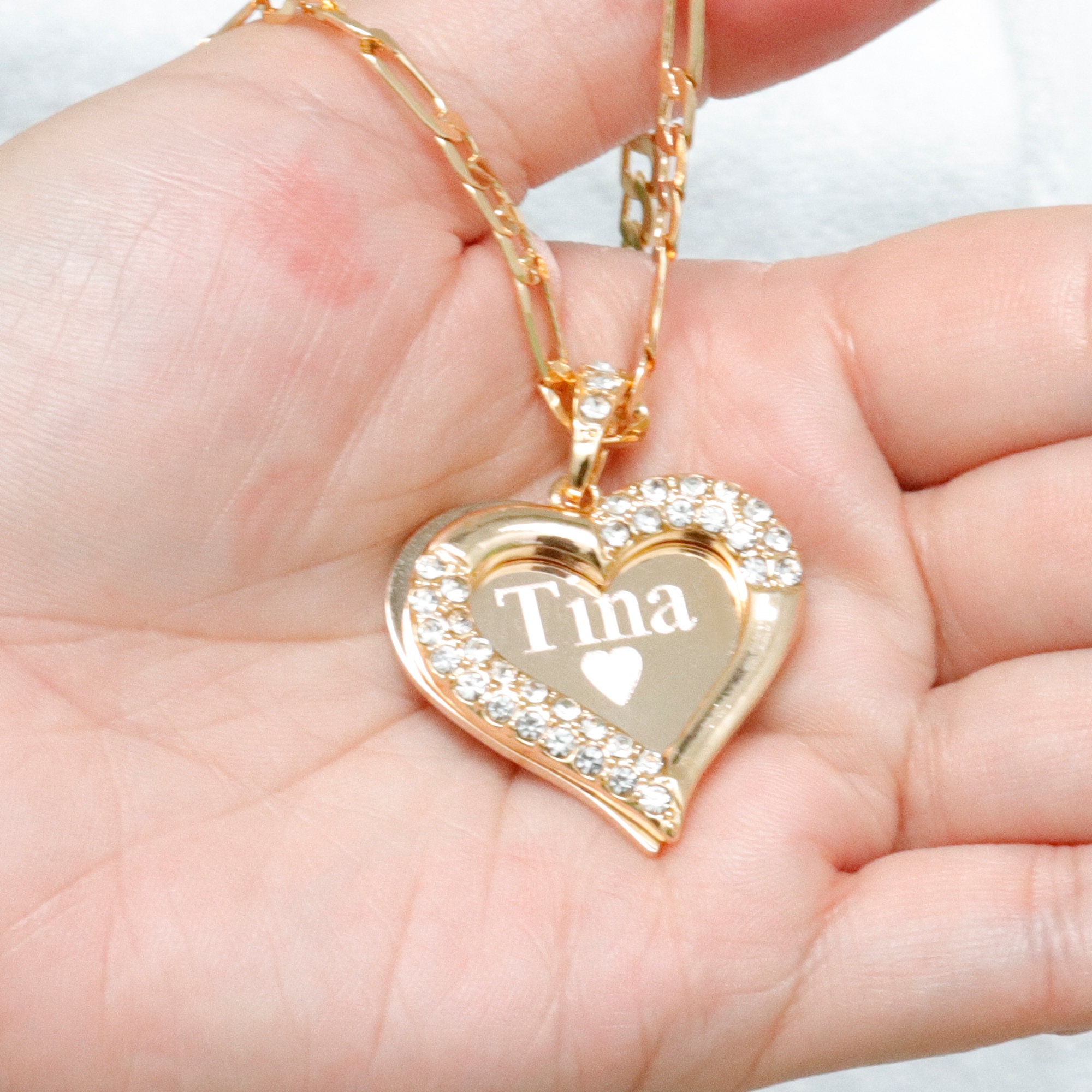 Heart Necklace, Personalized Heart Necklace, Sterling Silver Heart ...