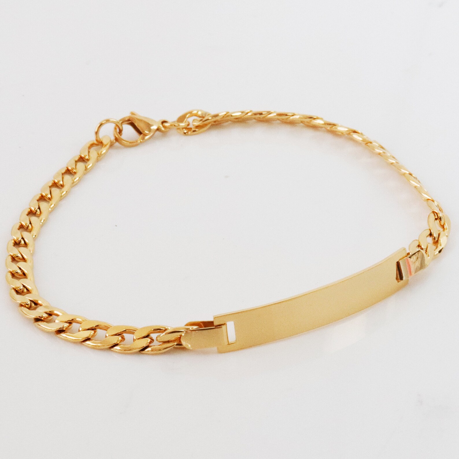 Personalized Silver Id Braceletgold ID Bracelet Custom Name | Etsy