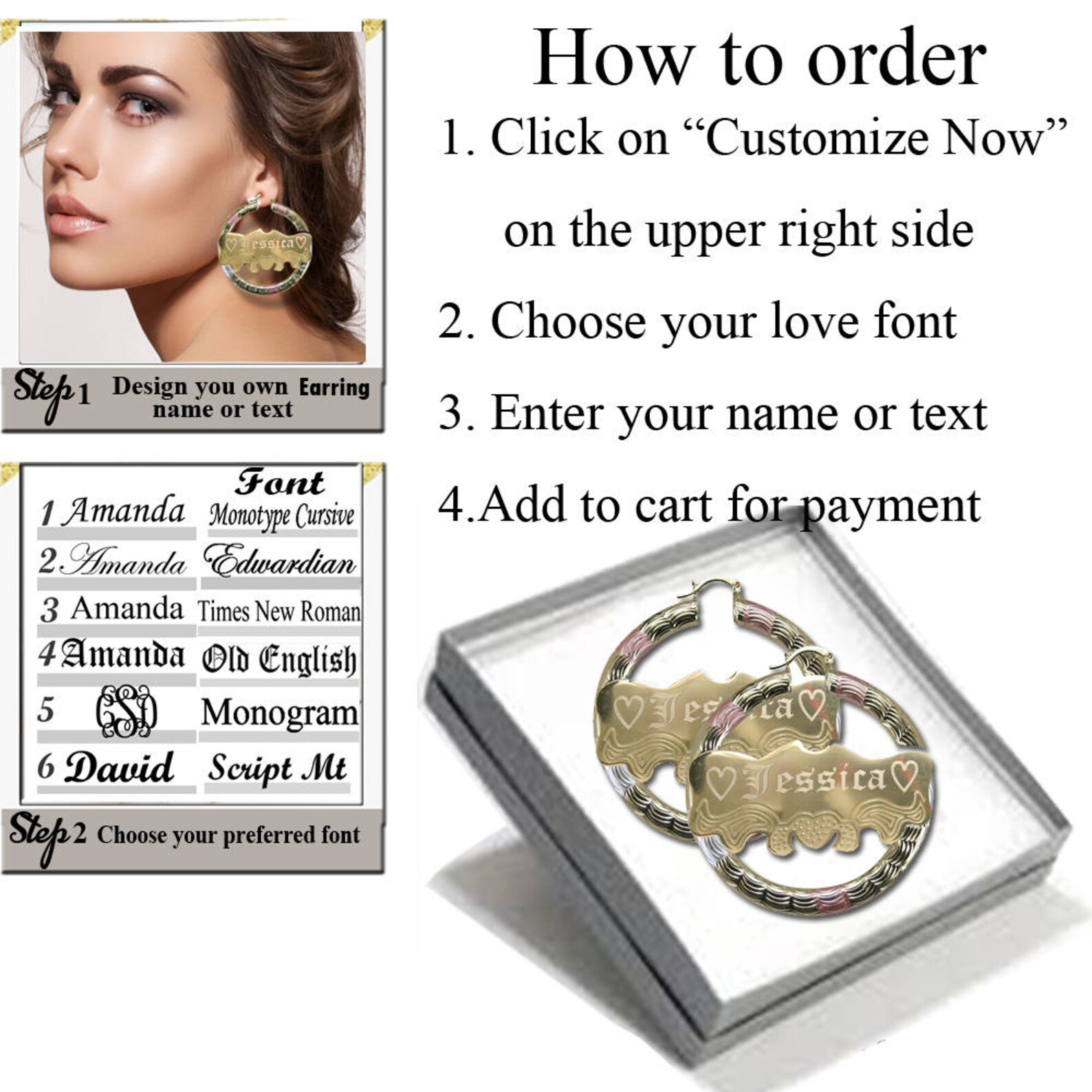 Name Earring, Personalized Earring, Custom Earrings , Personalized Hoop ...