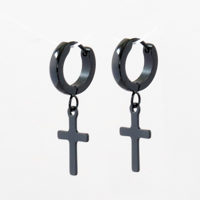 Cross Hoop Earrings, Cross Earring for Men, Clip on Earrings, Dangling ...