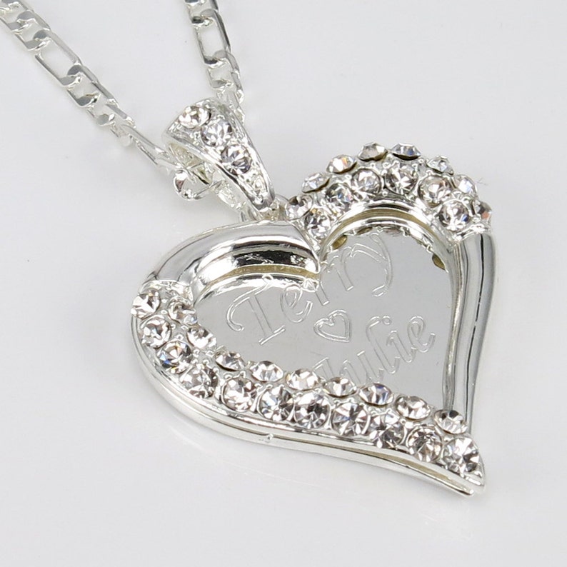 Heart Necklace, Personalized Heart Necklace, Sterling Silver Heart ...