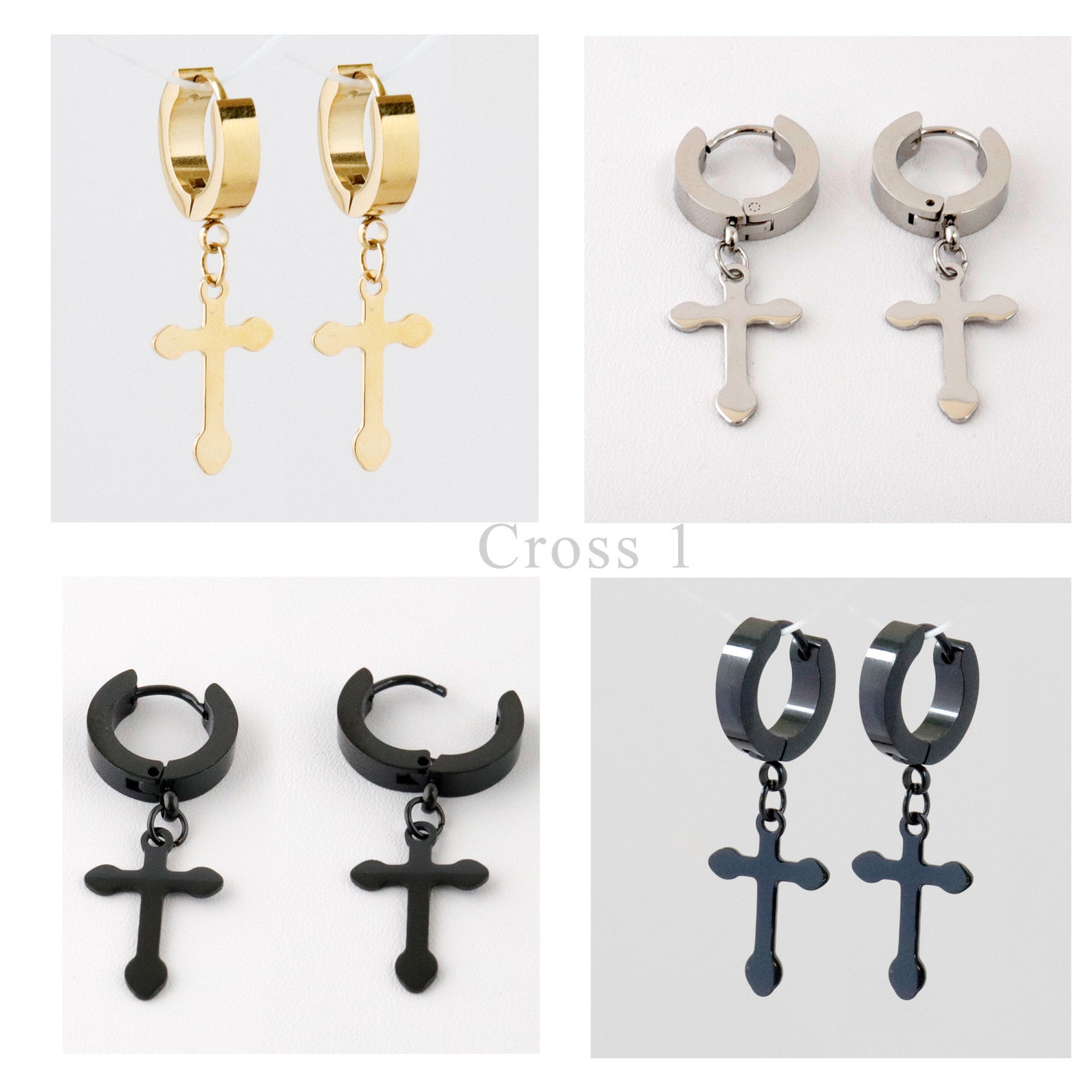 Men Cross Earringscross Hoop Earringscross Earrings Hoop - Etsy