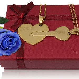Heart Key Necklace, Boyfriend Girlfriend Necklace, Couple Necklace Key ...