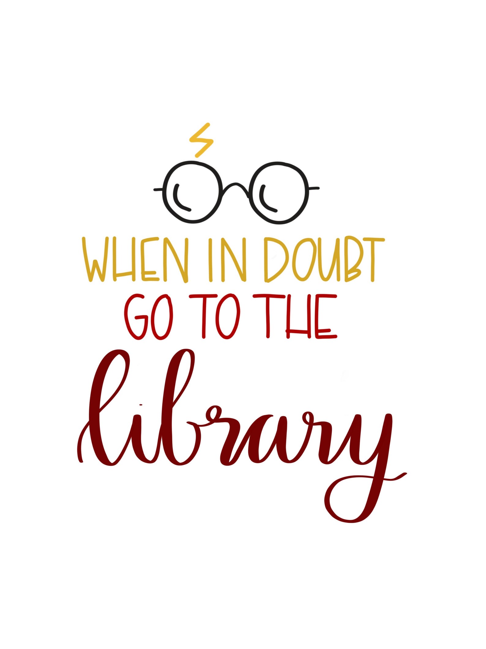 HARRY POTTER quote When in doubt go to the library | Etsy