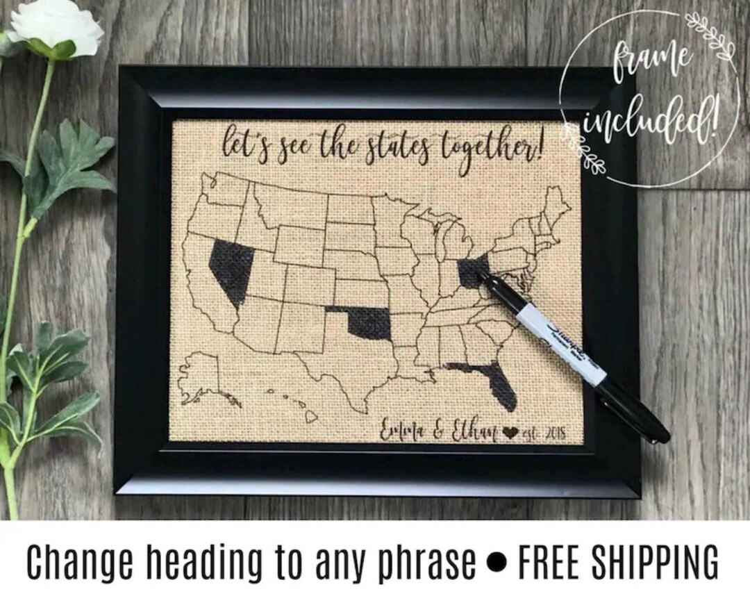 Chart Your Journeys: Personalized Fill-in Burlap Map for Travelers ...