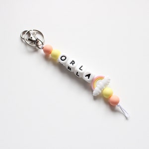 Back to School Personalised Rainbow Keyring, Back to School Beaded ...
