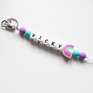 Back to School Personalised Rainbow Keyring, Back to School Beaded ...