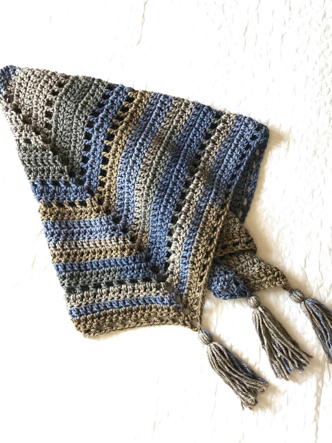 Bodega Bay Modern Shawl Cozy Blanket Wrap Beautiful Blue Tones Chunky ...