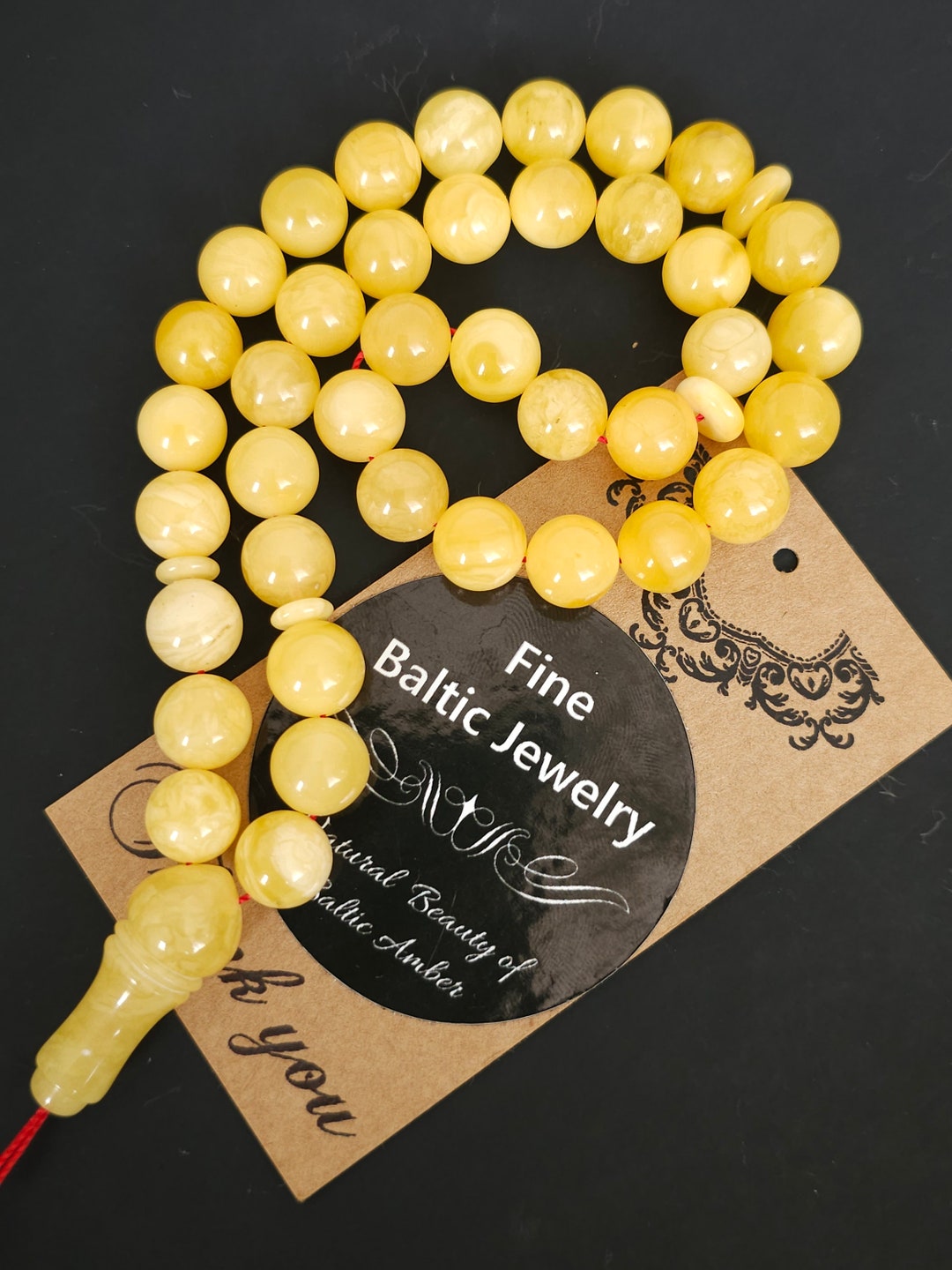 Ø +10mm Royal Baltic Amber Islamic Prayer, 39 Round Beads, 24.30g ...