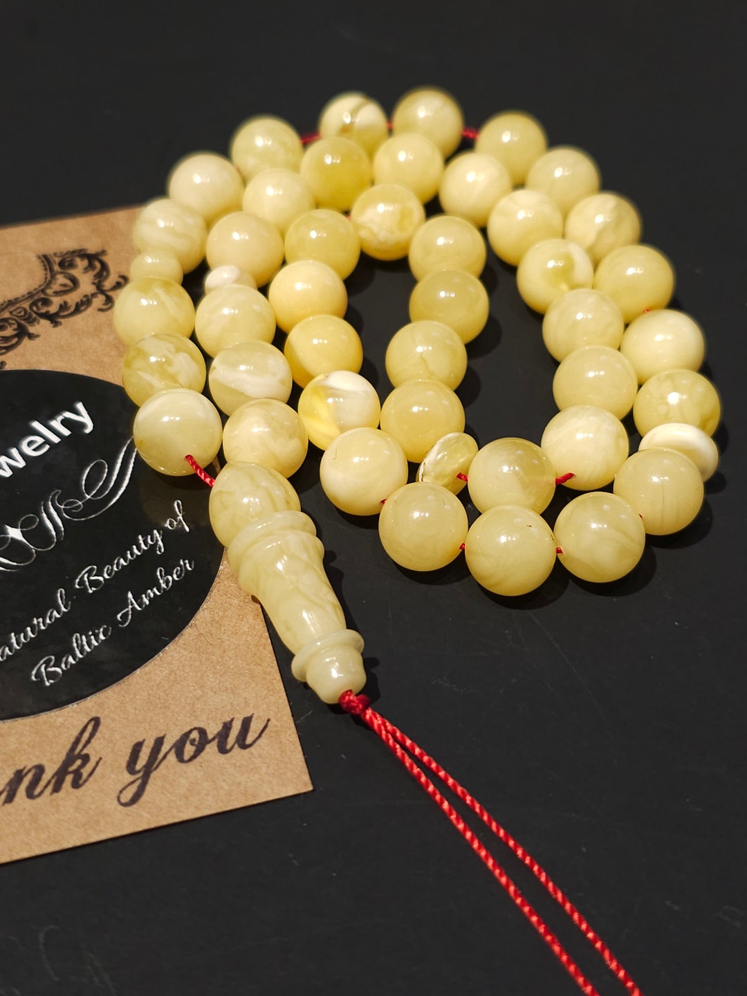 Ø 9mm Royal Baltic Amber Islamic Prayer, 42 Round Beads, 22.50g Rosary ...