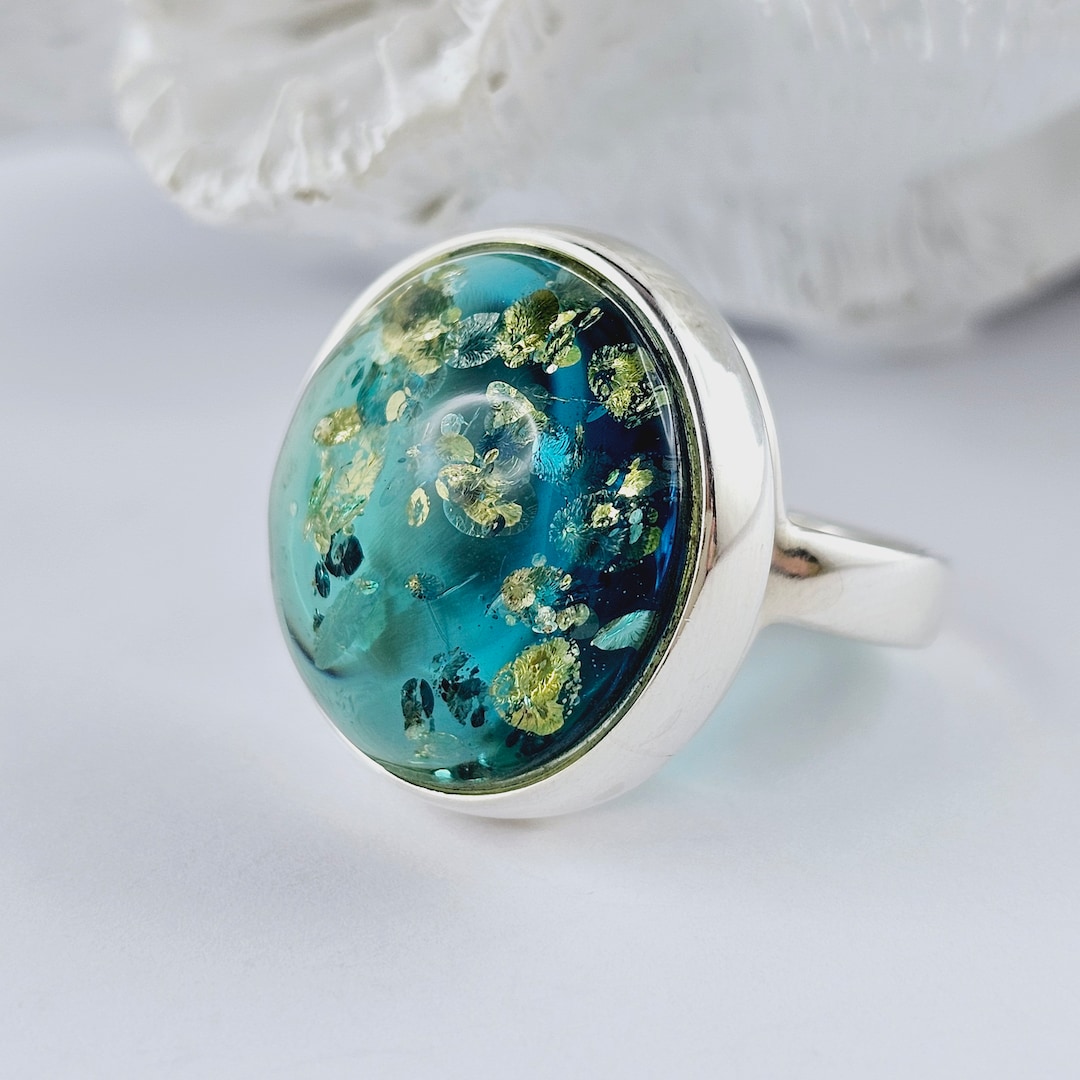 Incredible Light Blue Amber, Natural Baltic Amber Ring, Unique Amber ...