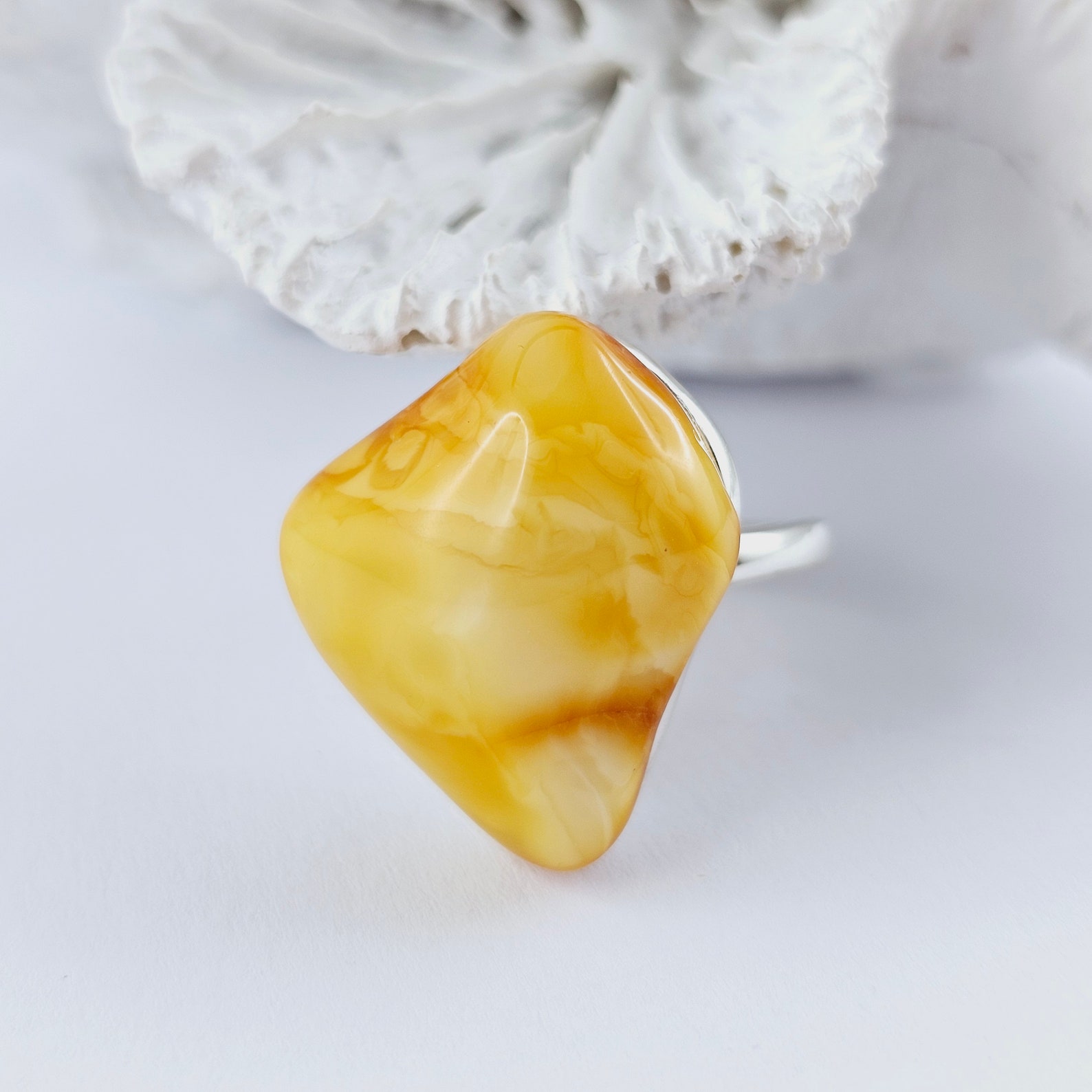 Butterscotch Natural Baltic Amber Ring, Egg Yolk Amber Ring, Amber and ...