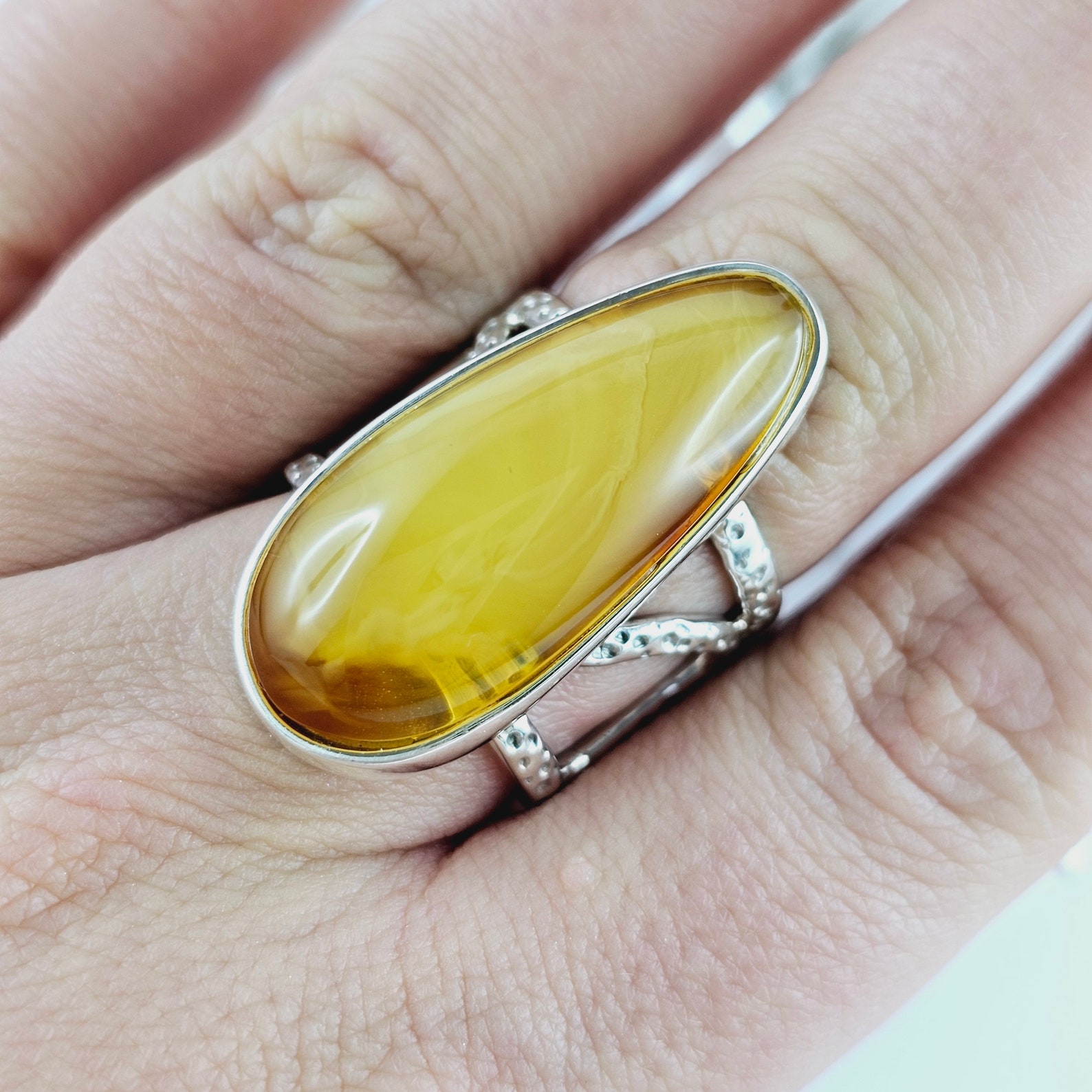 Sunny Yellow Amber, Natural Baltic Amber Ring, Amber and Sterling ...