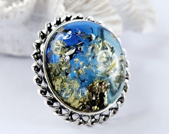Incredible Light Blue Amber, Natural Baltic Amber Ring, Unique Amber ...