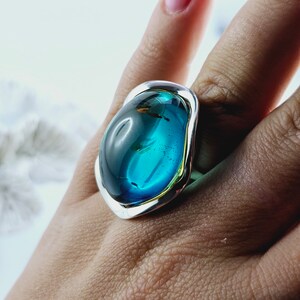 Incredible Light Blue Amber, Natural Baltic Amber Ring, Unique Amber ...