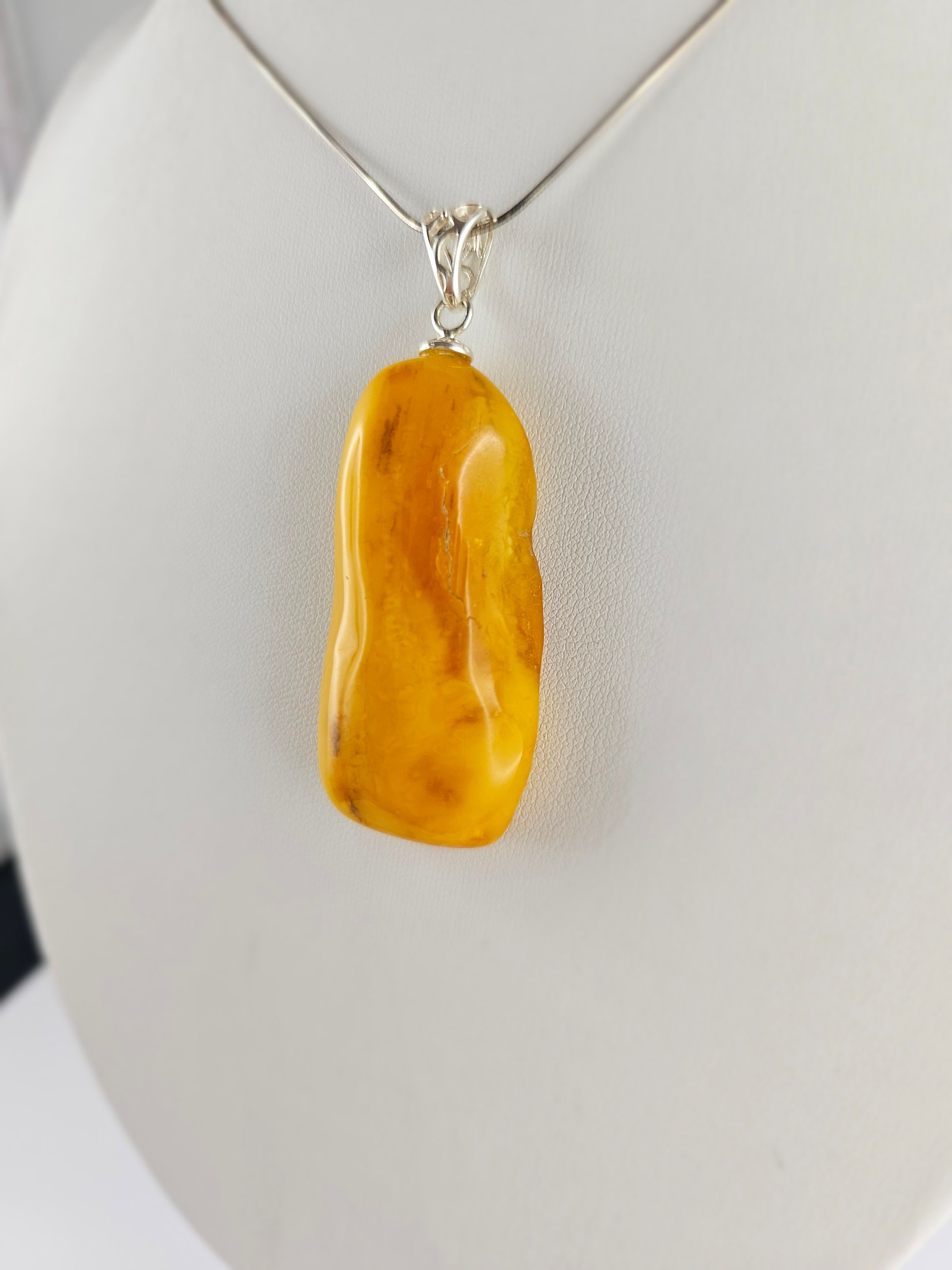 Butterscotch Baltic Amber Pendant, Sterling Silver, Handmade in Poland ...